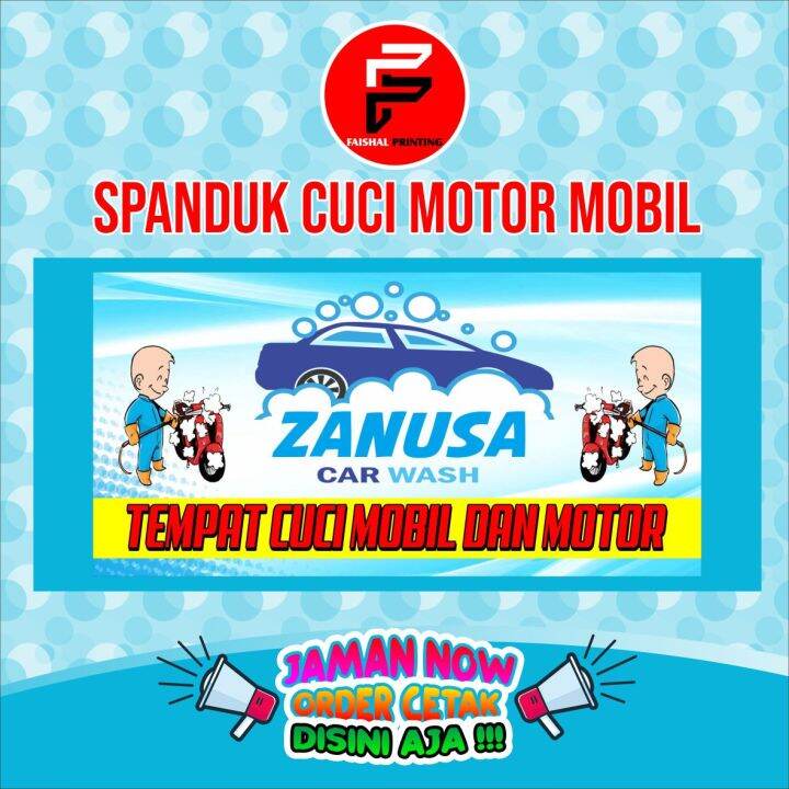 Spanduk Cuci Motor dan Mobil / Banner Cuci Steam / Spanduk Custom ...