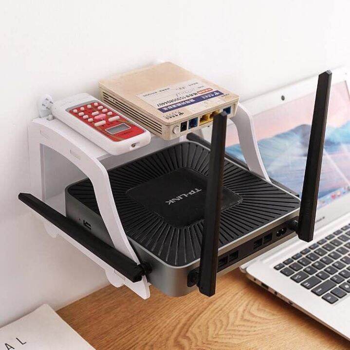 Storage Rack Display Holder Double Floating Wall Mount Shelf Wood Desk ...