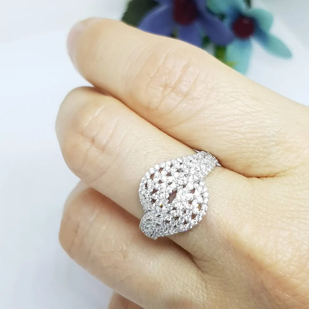 ONLR504 : แหวนเงินแท้ 925 ฝังเพชรสวิส E67 เงิน | Thisshop