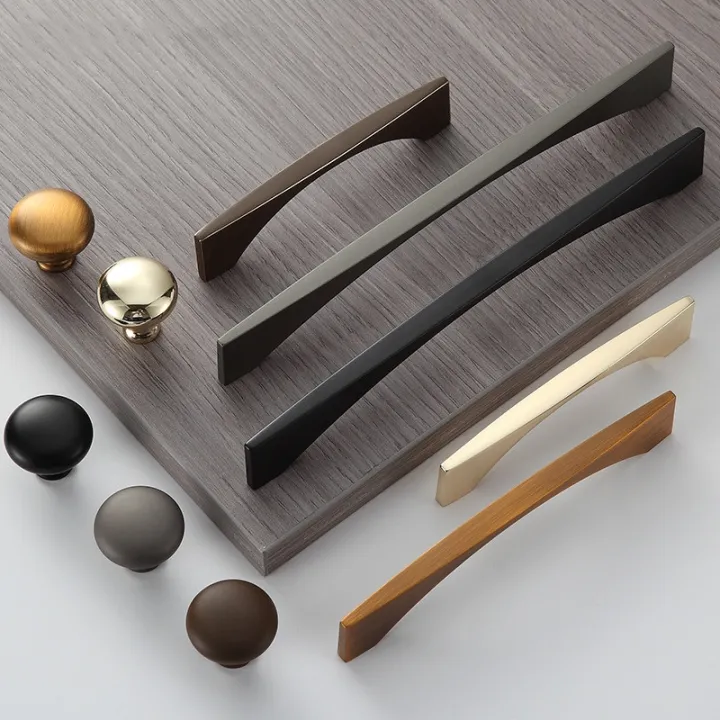 Modern Arch Pull High-end Yellow Bronze Drawer Knobs Kitchen Cupboard ...