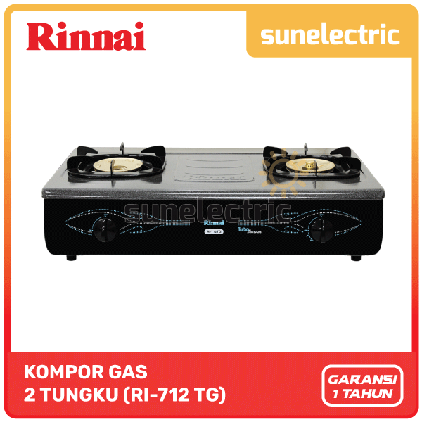 Rinnai RI-712TG Kompor Gas Turbo Stainless Jumbo 2 Tungku RI 712TG / RI ...