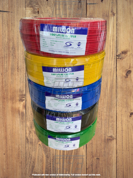 *Cut By Meter* 100% Pure Copper Million PVC Cable 1.5mm/2.5mm Wire ...