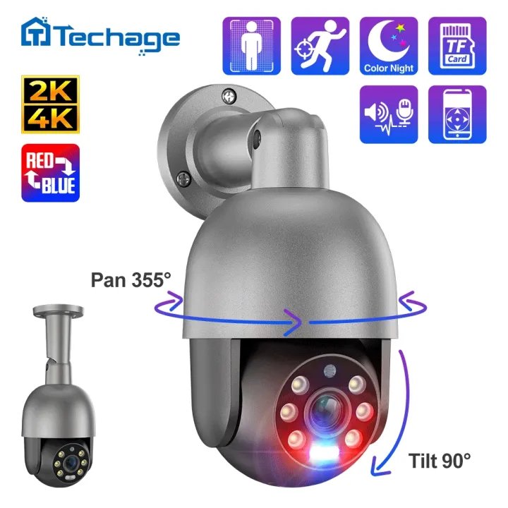 Techage 825G 4MP/8MP PTZ Security POE IP Camera CCTV Surveillance 2K 4K ...