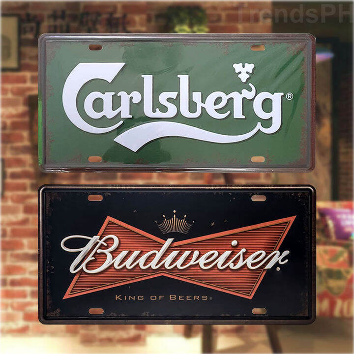 Carlsberg & Budweiser Tin Metal Wall Decor 15x30cm Set of 2 | Lazada PH