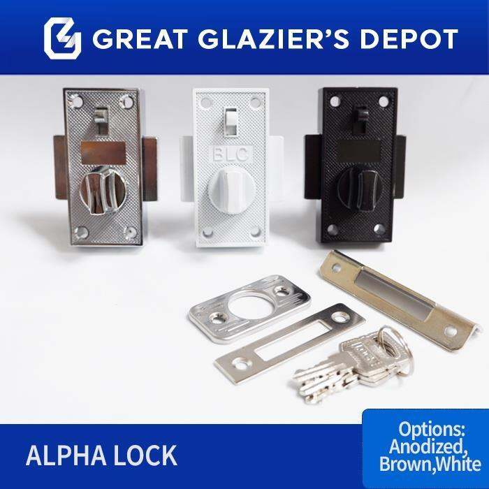 Alpha lock Aluminum Screen Door Lock Chrome Brown White for Screen Door ...