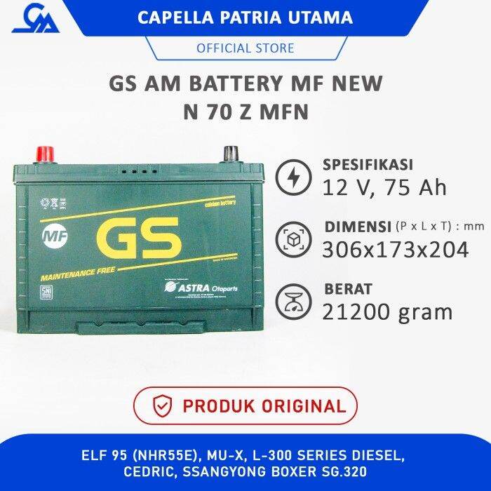 AKI GS ASTRA N 70 Z / N70Z MF ISUZU ELF 95 (NHR55E) MU-X MITSUBISHI ...