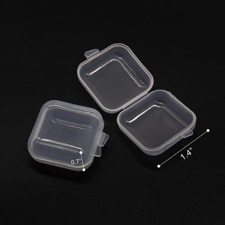 Mini Square Organizer With Hinged Lid Clear Earbud Organizer Plastic ...
