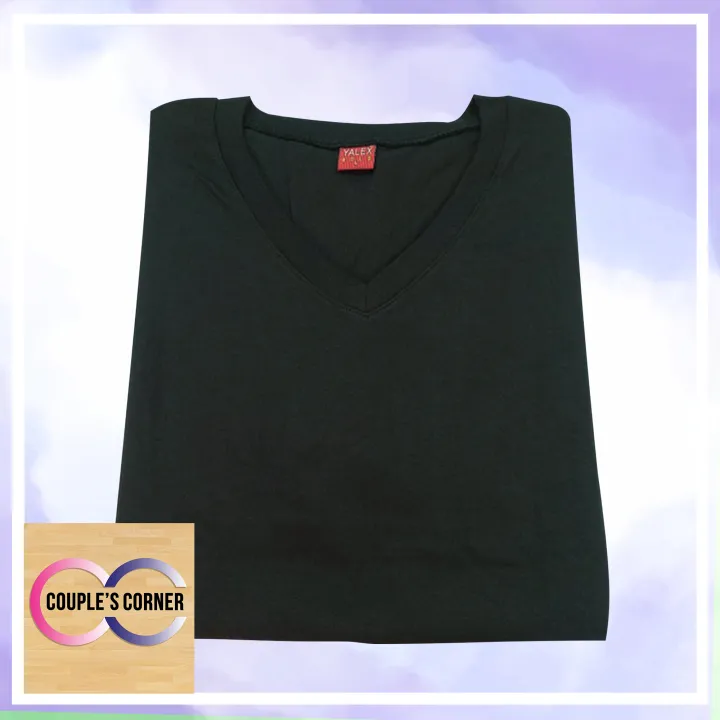 Black Vneck Plain T shirt Yalex Red Label Unisex For Men | Lazada PH