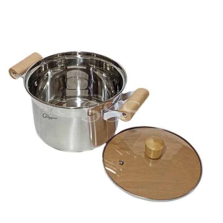 Calypso Panci Sop Pot Stainless Steel 26 Cm Kilap Gagang Kayu / Panci ...