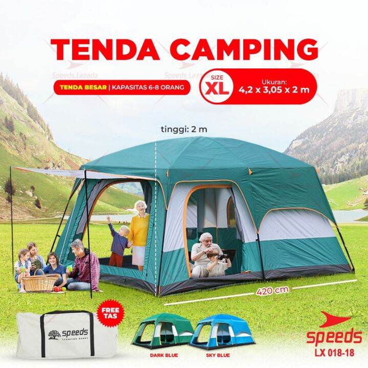 SPEEDS Tenda Kemah Besar Camping Kemping Tenda Besar Dobel Layer Tent ...