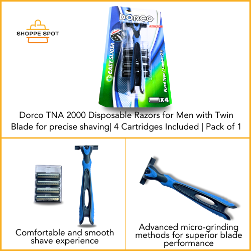 Dorco TNA 2000 Disposable Razors for Men with Twin Blade | 4 Cartridges ...