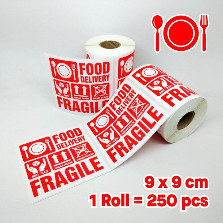 Label Sticker Fragile Food Delivery Stiker Pengiriman Makanan Online ...