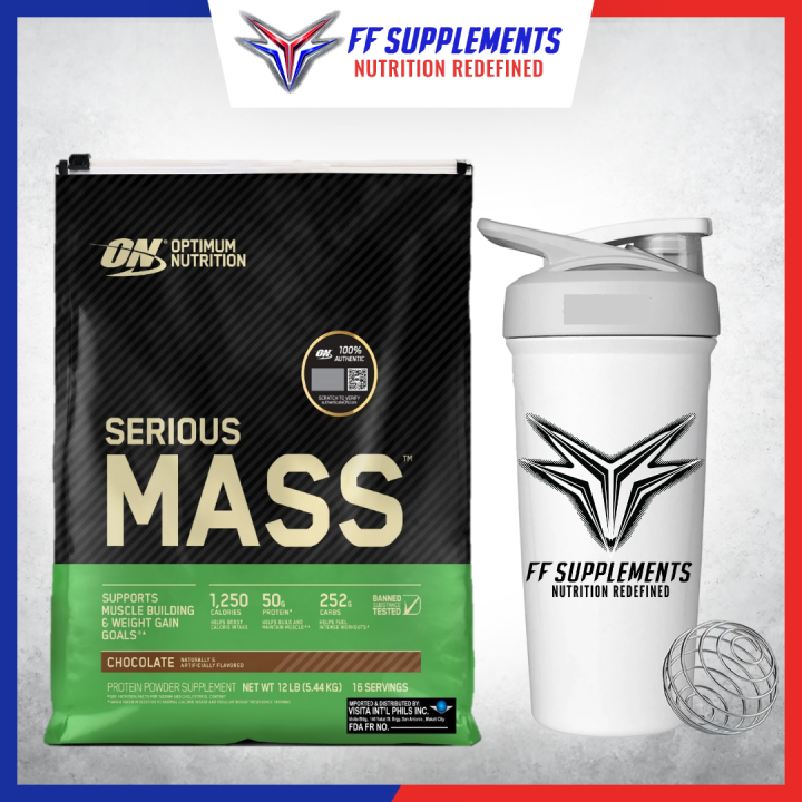 Optimum Nutrition Serious Mass 12lbs Mass Gainer with Shaker 600ml ...