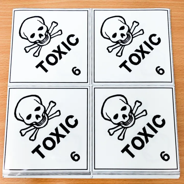 40 Pcs Toxic Sticker Label (10x10 cm) Water Proof Sticker Labels for ...