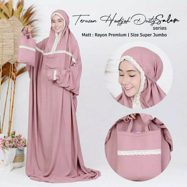 Mukena Hadramaut Terusan Hadijah Jumbo Rayon Raudoh Jazirah | Mukena ...