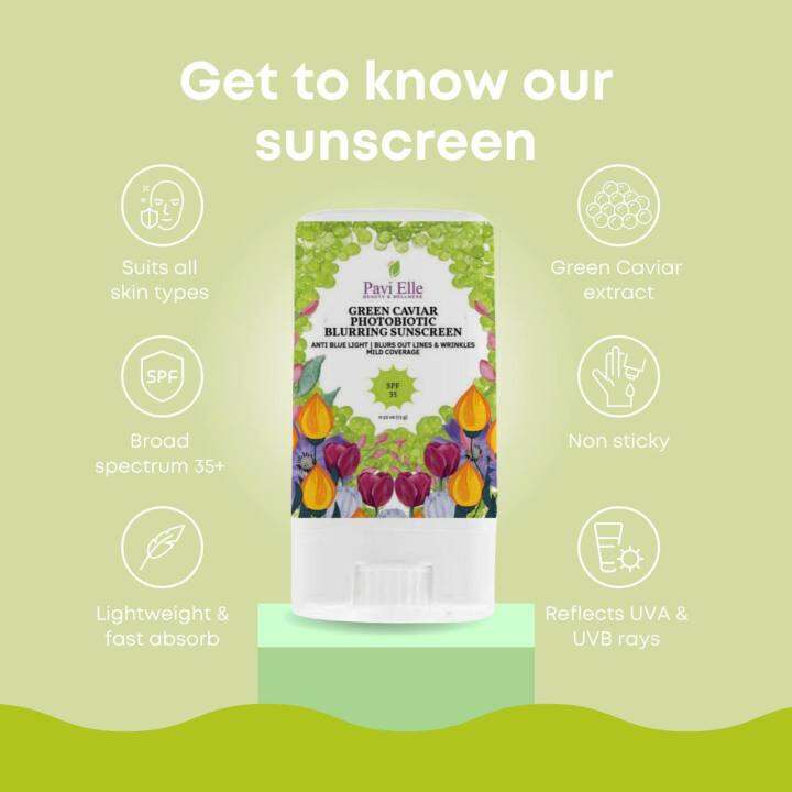 Pavi Elle Green Caviar Photobiotic Blurring Sunscreen SPF35 | Lazada PH