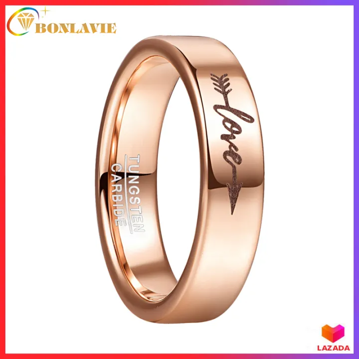 BONLAVIE 6มิลลิเมตรรักลูกศรวงหมั้นแต่งงานสำหรับผู้หญิงโรสโกลด์ทังสเตนคา ...