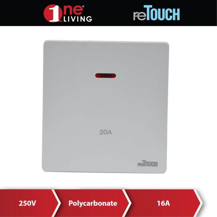 Retouch Switch M20A (M20AW) Ultra Rimless 20A Double Pole Switch White ...