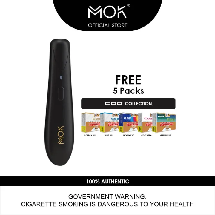 MOK One Bundle (Black) + COO 5 Packs of Heat-not-Burn Sticks (Menthol and Flavored Selection ...