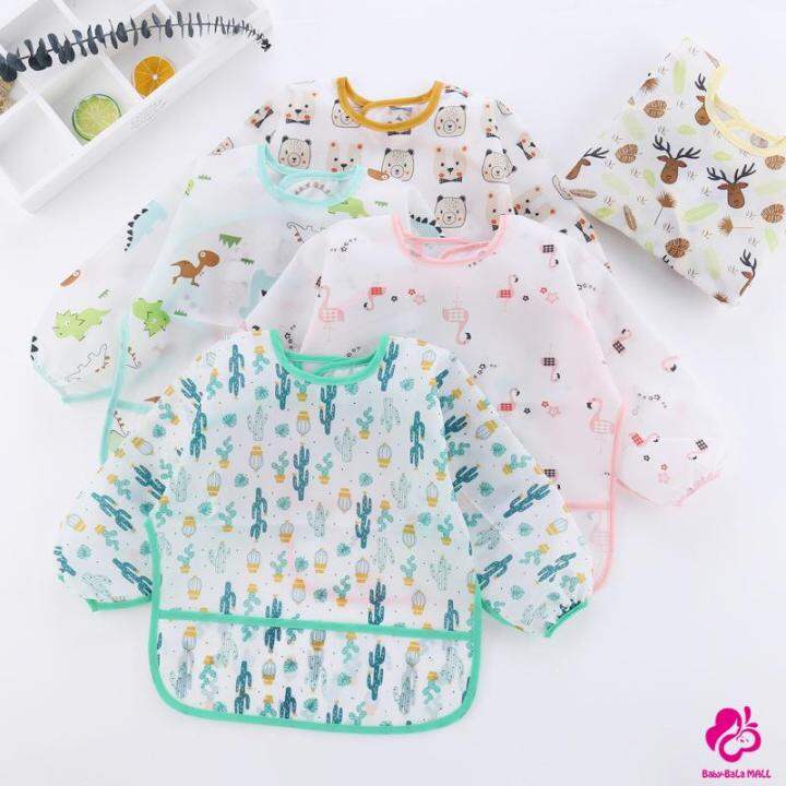 Baby-Bala Mall ผ้ากันเปื้อนกันน้ำแขนยาวสำหรับเด็กทารก,ชุดคลุมกันเปื้อน ...