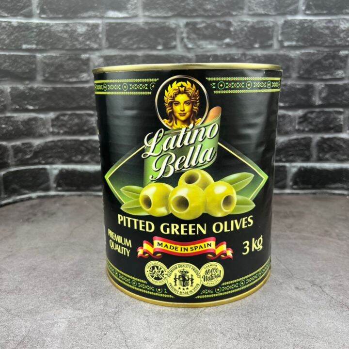 Quả Oliu Xanh Latino Bella tách hạt Pitted Black Olives hộp 3KG - Todayfoods | Lazada.vn