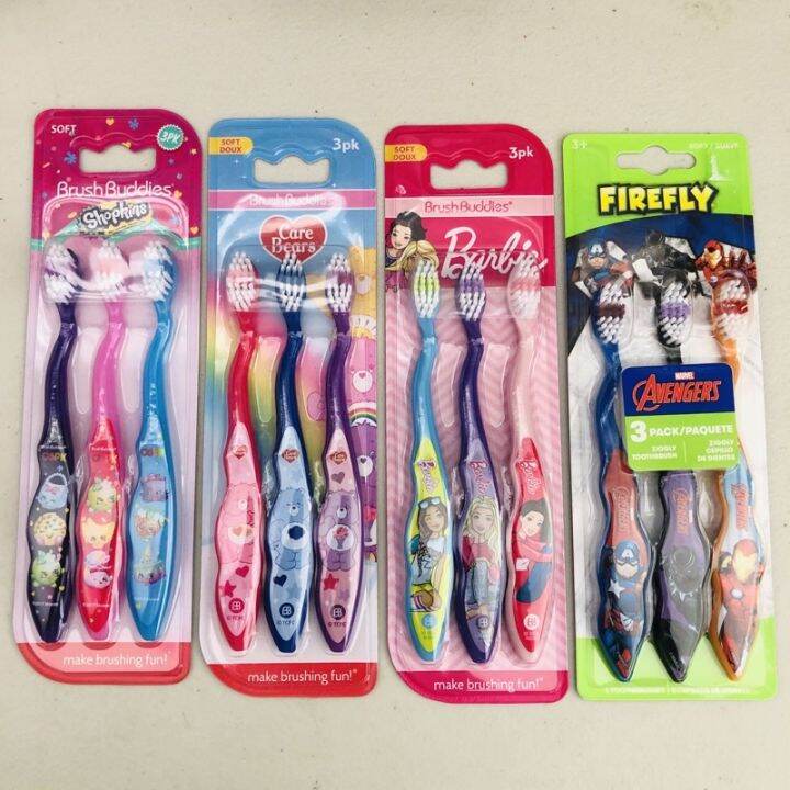Firefly Brush Buddies Kid’s toothbrush, 3-pack Hot Wheels Barbie ...