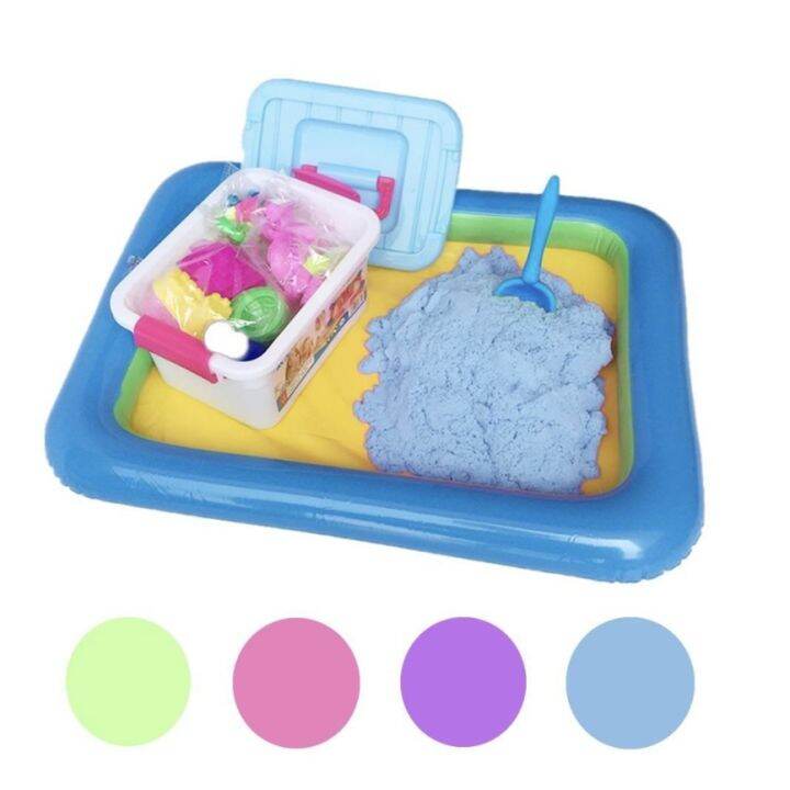 (1KG SET) Play Sand Kinetic Motion Sand Playset Delicate and soft with pool 6 Castle model 1 ...