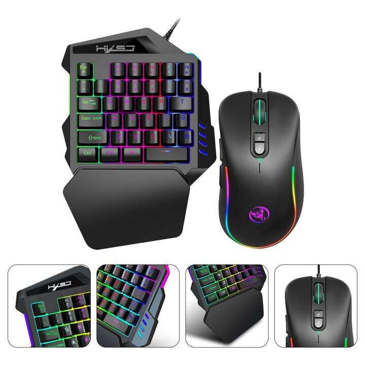 Keyboard Gaming Hand Rgb Combo Left Ergonomic Mechanical Set Backlit ...