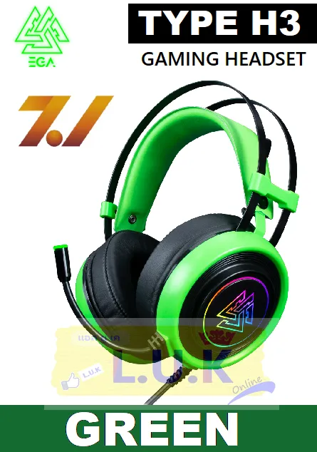หูฟังเกมมิ่งขั้นเทพ EGA TYPE H3 Gaming Headset (มี 2 สี BLACK | GREEN ...