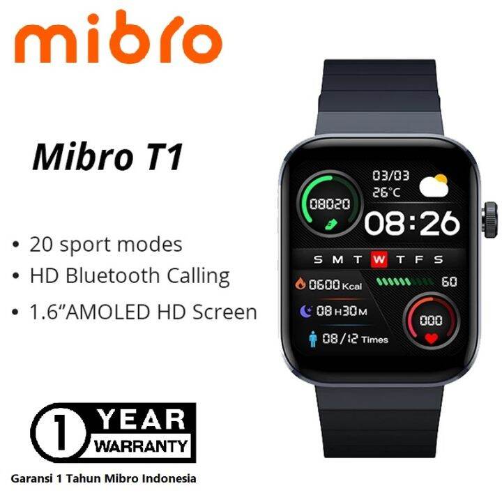 MIBRO T1 Smartwatch - Jam Tangan Pintar 1.6 inci AMOLED GARANSI RESMI ...
