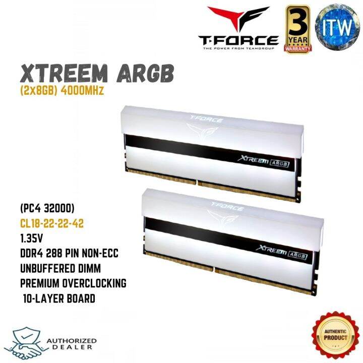 XTREEM ARGB 4000MHz 16GB (2x8GB) DDR4 DRAM Desktop Gaming Memory Ram ...