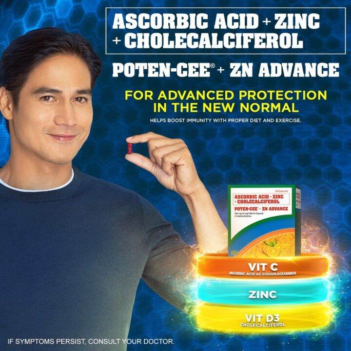 Poten Cee with Zinc Advance and Vitamin D3 500mg / 10mg / 1000 IU (100 ...