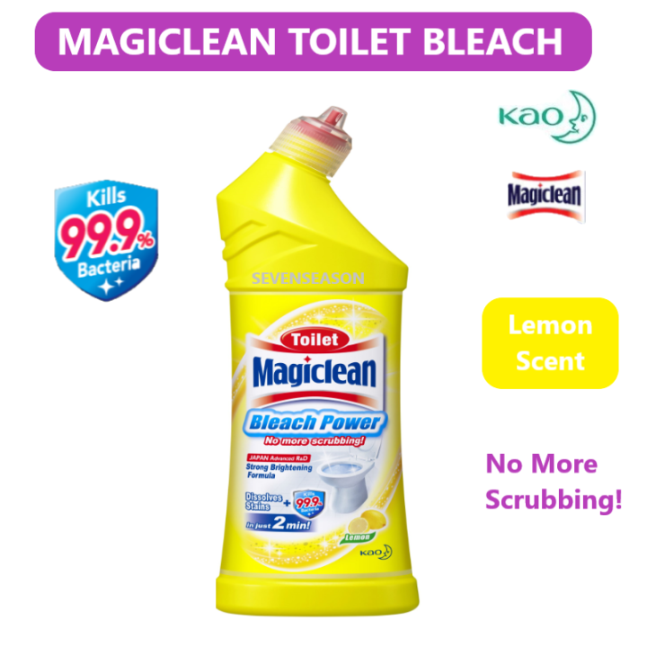 KAO MAGICLEAN TOILET BLEACH 500ML LEMON REGULAR NO MORE SCRUBBING STRONG POWER REMOVE TOUGH ...