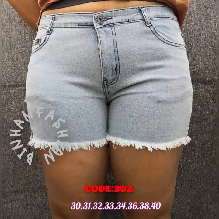 August Highwaist Stretchable denim Plus size tattered shorts for womens shinyfashionshop 301 ...