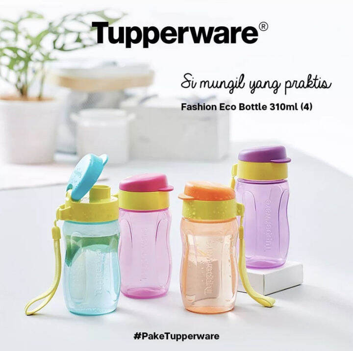Origonal Tupperware Slim Eco Bottle Mini with Strap *310ml/ Tupperware Slim Eco Bottle 1L ...