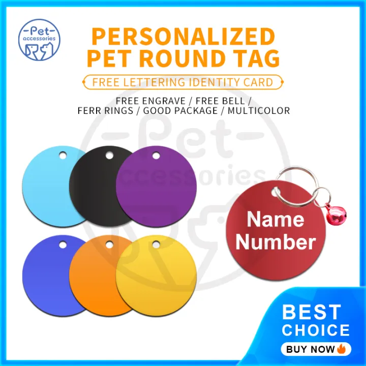 Dog Tag Personalized Name Engraved ID Tags For Dog Round tag Pet ID Tag ...