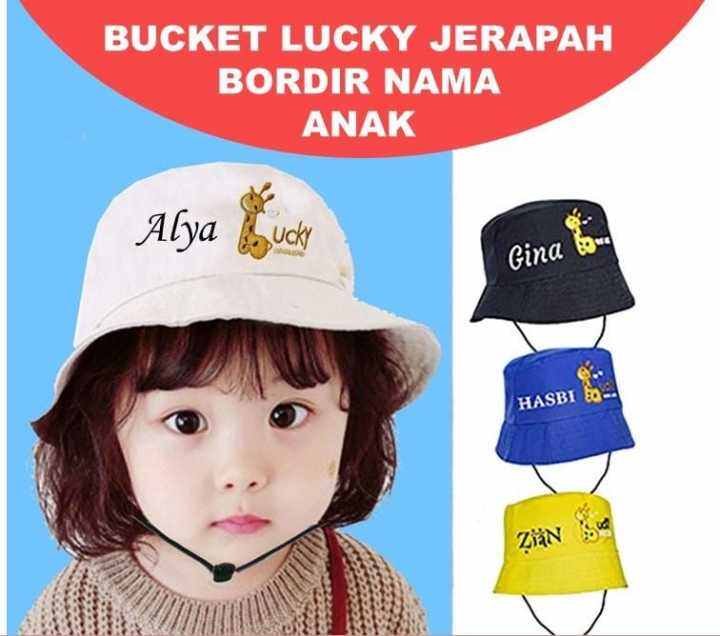 TOPI BUCKET NAMA ANAK GOOD LUCKY TOPI BUCKET JERAPAH TALI BUCKET BORDIR ...