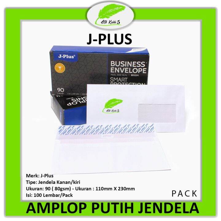 JPLUS Biru Amplop Putih Jendela Kiri n Kanan No.90 / 80g [ 1 PACK ...