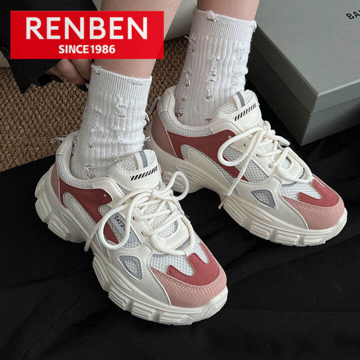 RENBEN รองเท้าคุณพ่อผู้หญิงบางสวมใส่ได้หลายโอกาส,พื้นหนาระบายอากาศได้มูลค่าสูง | Lazada.co.th