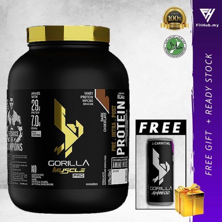 GORILLA Muscle PRO Whey Protein 2.27kg (57 Servings / 5lbs) (Halal ...
