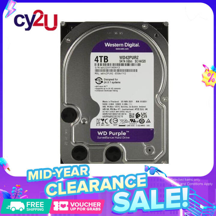 Western Digital Purple Surveillance 4TB 3.5" Internal Hard Disk Drive ...