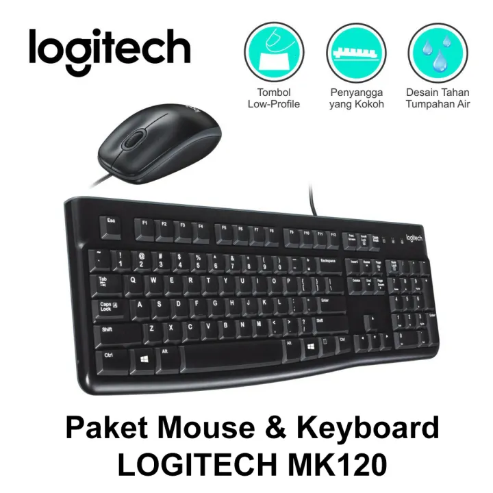 KEYBOARD + MOUSE LOGITECH MK 120 USB COMBO | Lazada Indonesia