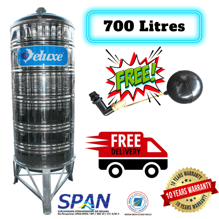 700 Liter Deluxe Stainless Steel Round Bottom With Stand Water Tank ...