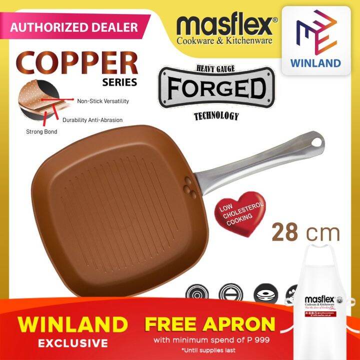 pan Masflex Copper Series 28 cm Non Stick Grill Griller Pan Induction ...