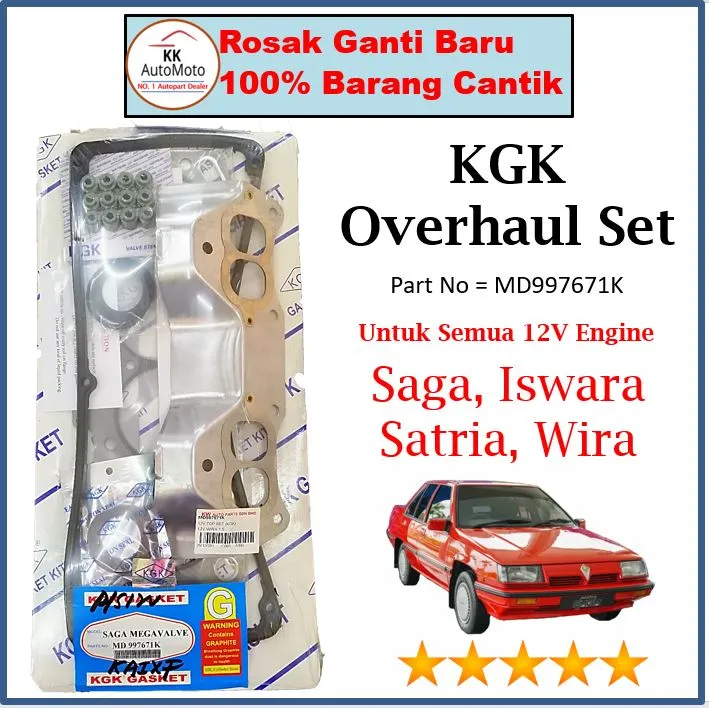 Top Set (Carbon) KGK - 12V Engine Proton Saga / Satria / Wira / Iswara ...