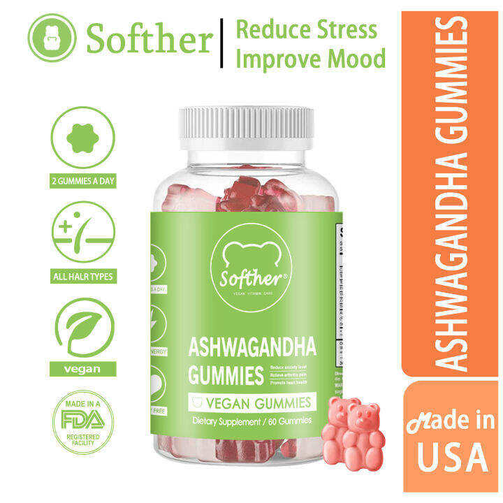 Softher Ashwagandha Gummies Anti Anxiety Supplement Melatonin Gummies ...