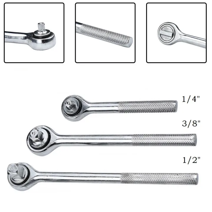 H Handle 1/4" 3/8" 1/2" High Torque Ratchet Wrench For Socket Quick ...