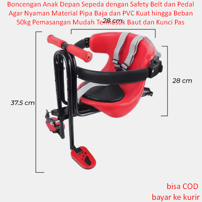 Boncengan Anak Depan Sepeda dengan Safety Belt dan Pedal Agar Nyaman ...