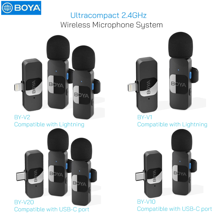 BOYA BY-V2 V1 V10 V20 Ultracompact 2.4GHz Wireless Microphone System ไมโครโฟนในตัวรอบทิศทาง ...