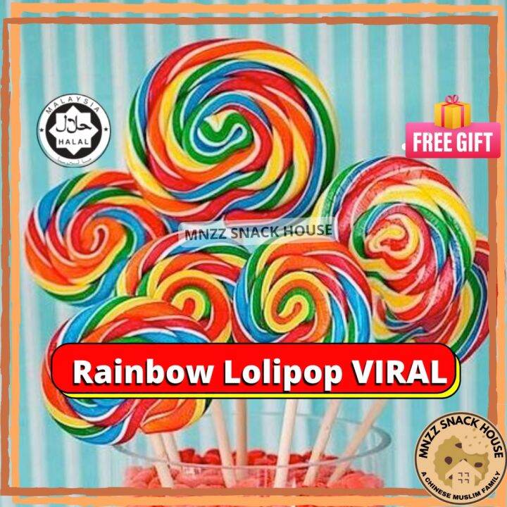 [FREE GIFT ] Halal Rainbow Fruits Lolipop Gula Pelangi Snacks Sweets ...